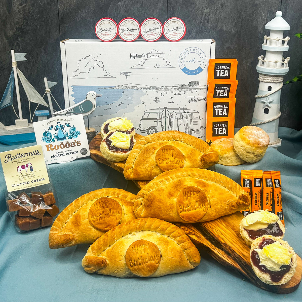 The Large Happy Birthday Pasty & Cream Tea Box – Cornish Cream Teas