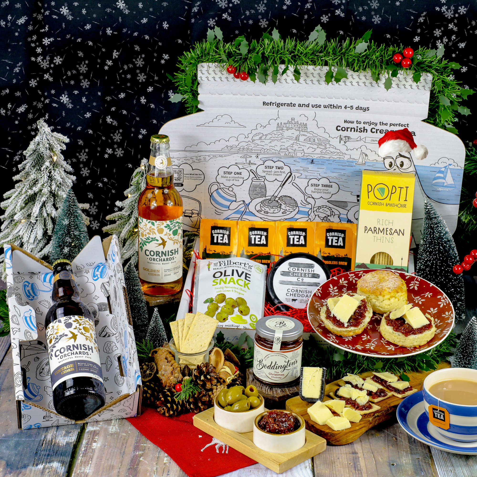 The Festive Cheese Tea & Cider Hamper – Cornish Cream Teas
